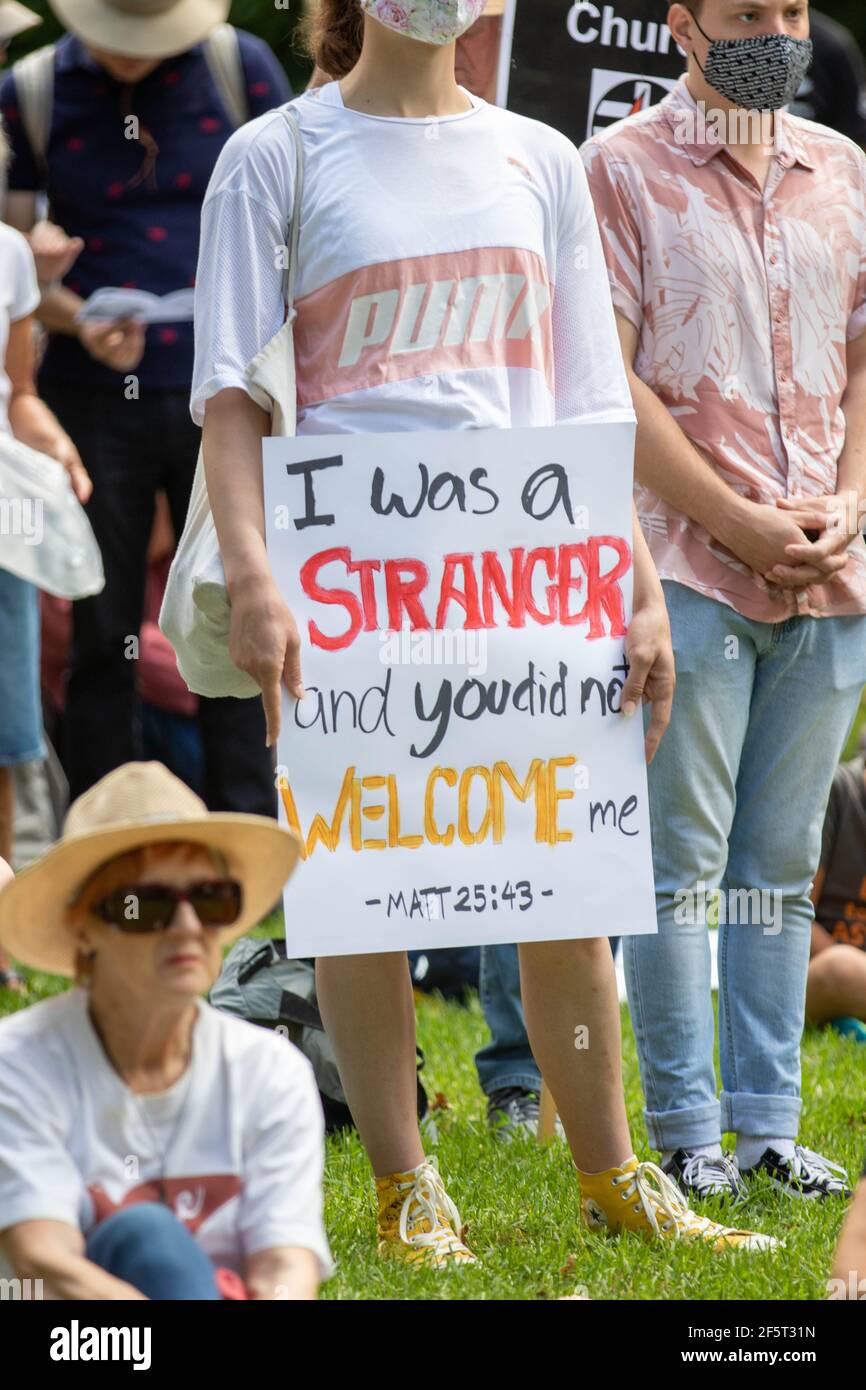 Sydney, Australia. 28th March 2021. Protesters marched from Belmore ...