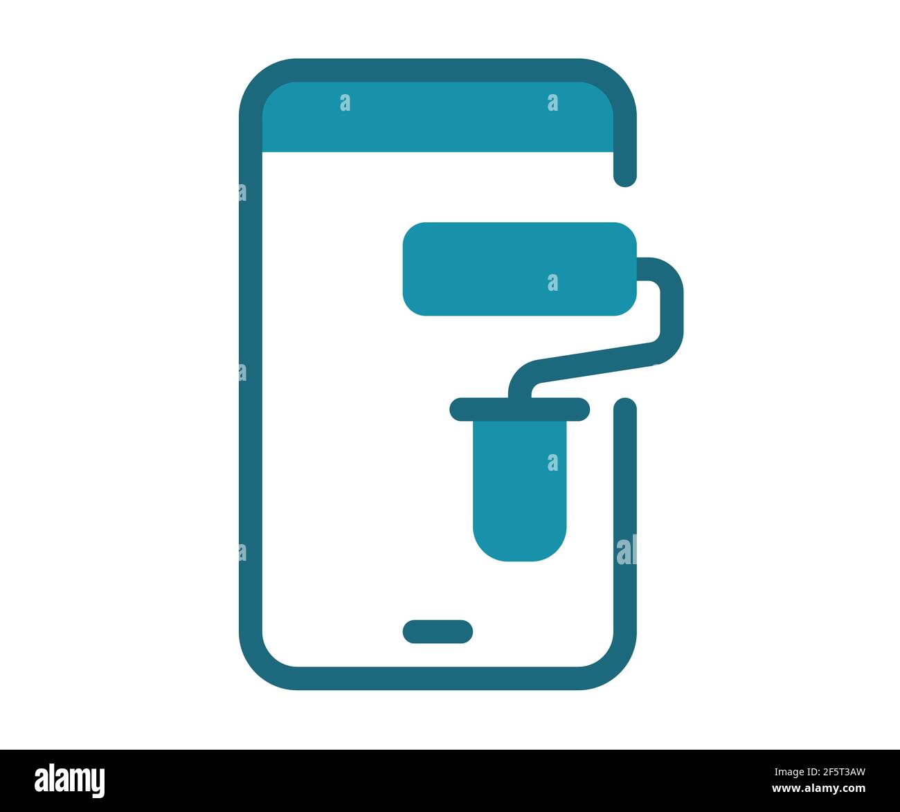 app design smartphone single isolated icon with solid line and dash ...