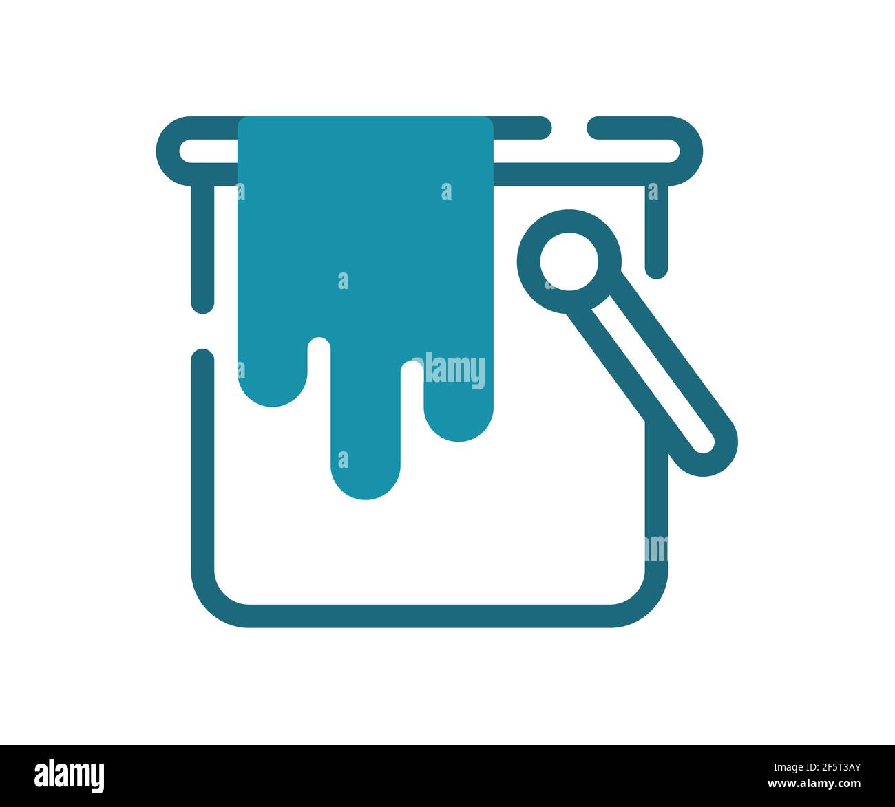 paint bucket color single isolated icon with solid line and dash style ...