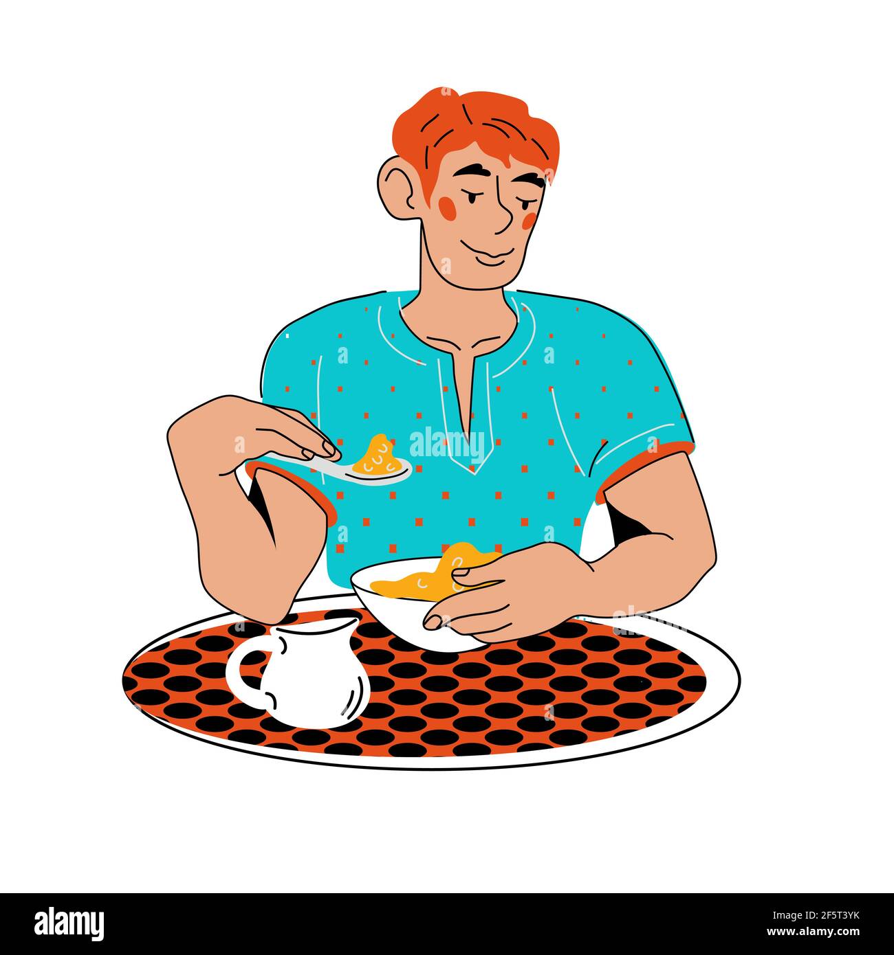 Adult eating porridge Stock Vector Images - Alamy