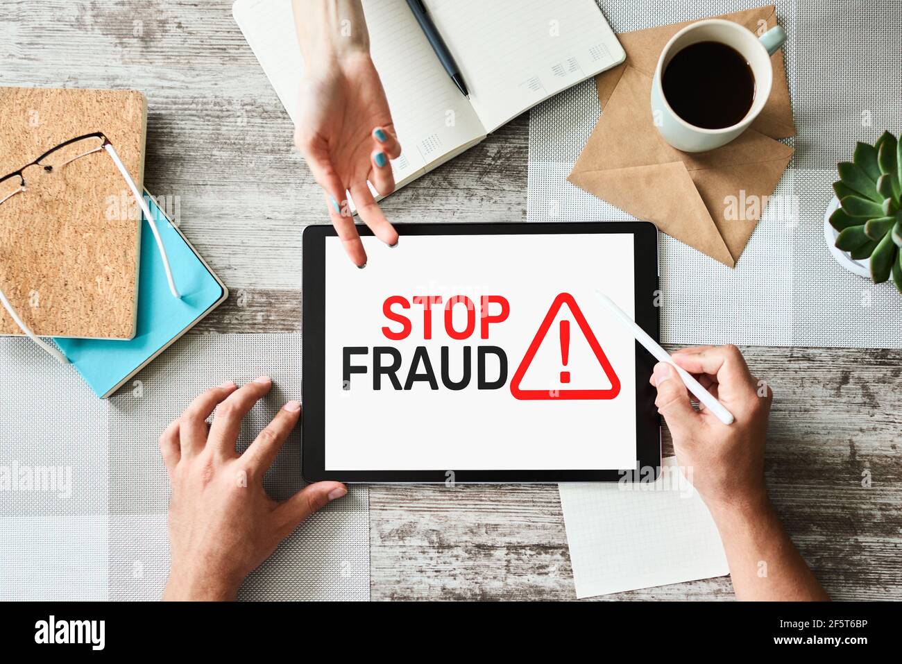 Stop Fraud banner on screen. Cybercrime and internet security concept ...