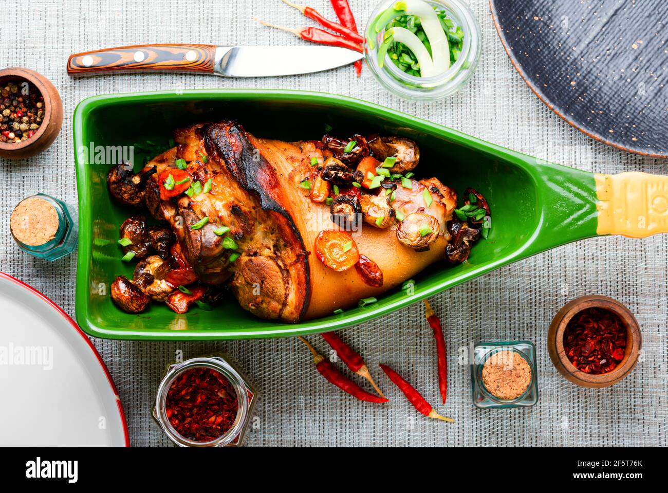 German cuisine meat dish of pork leg and pork knuckle.Eisbein or ...