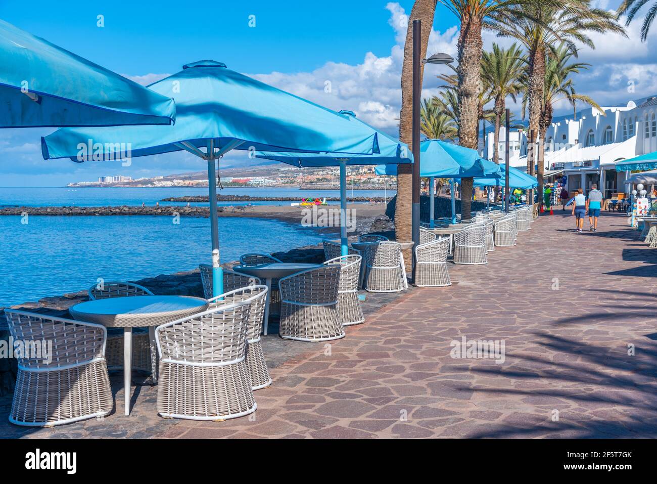 Seaside promenade at Playa de las Americas, Tenerife, Canary Islands ...