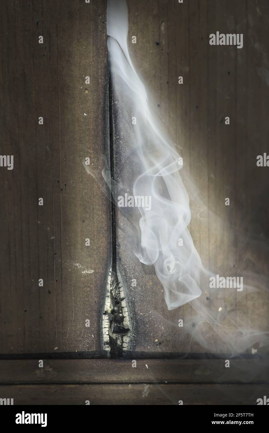 Smoke Finding Way Out From Burning House Through The Slits. Suitable ...