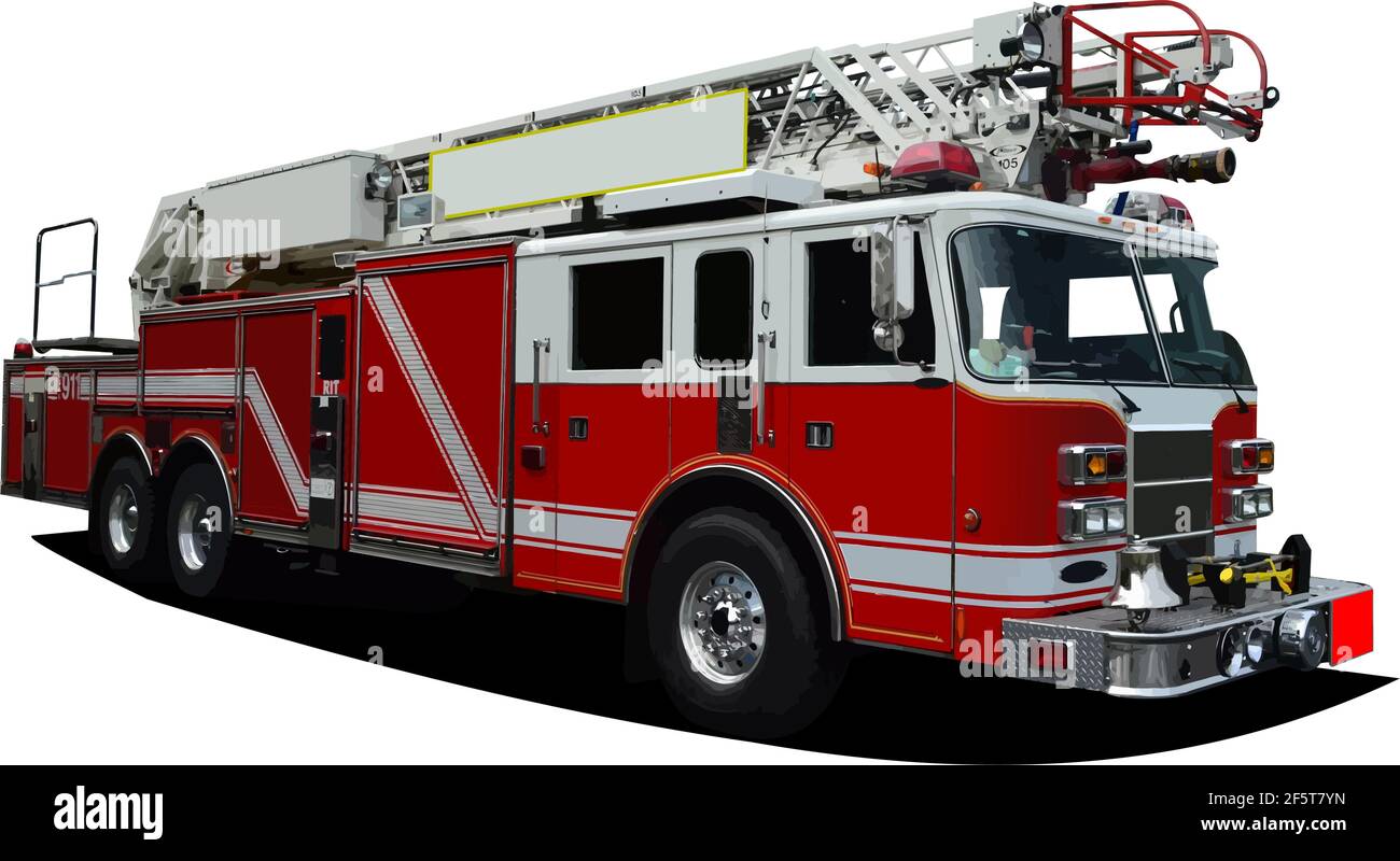 Fire engine ladder isolated on background. Vector 3d illustration Stock ...