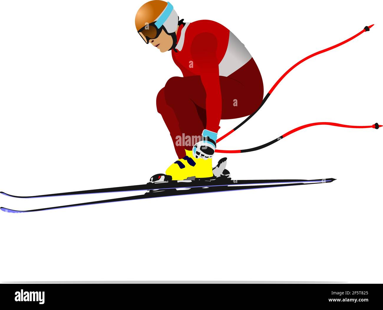 Skier skiing downhill. 3d vector color illustration Stock Vector Image ...