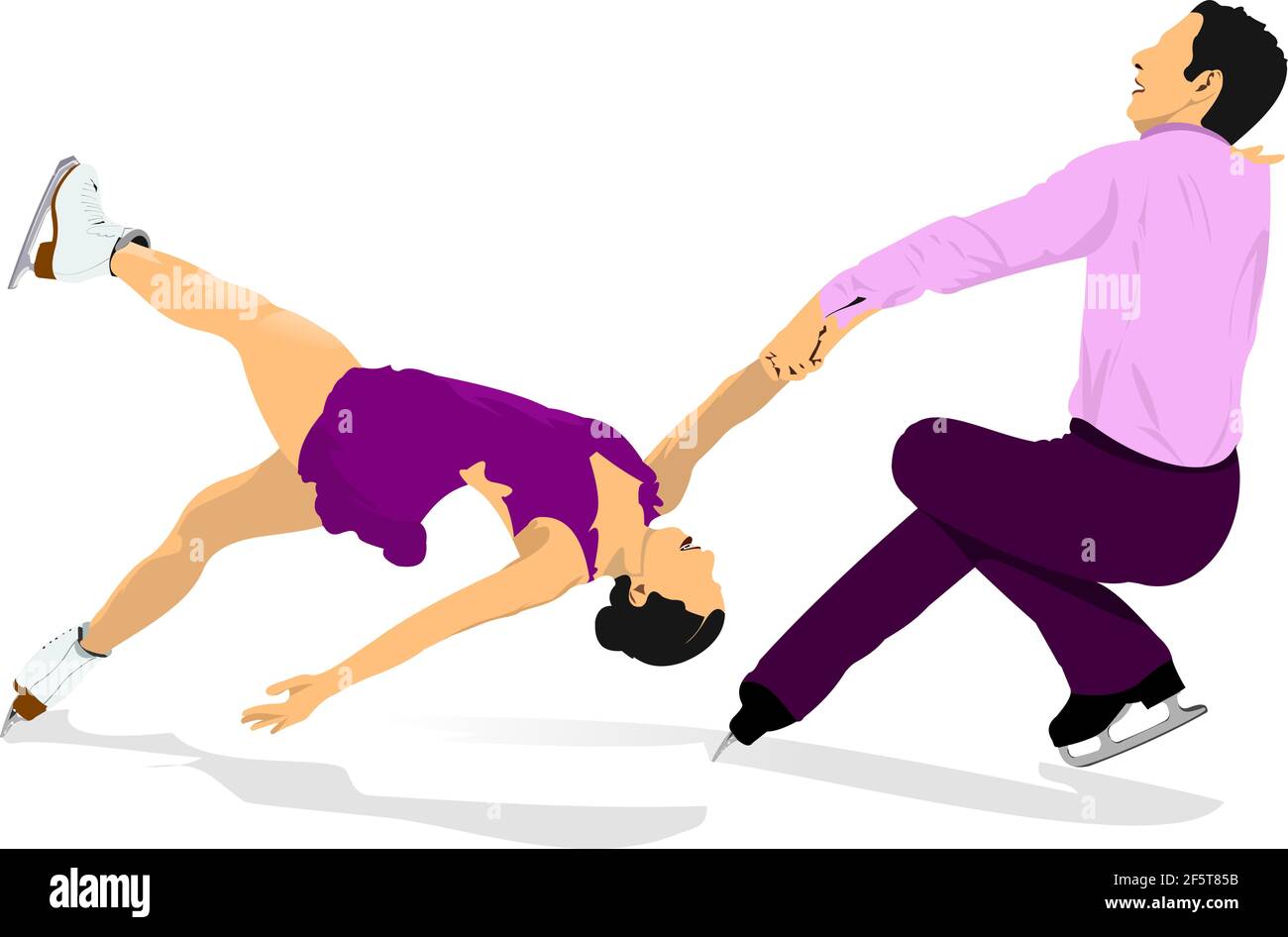 Figure skating colored silhouettes. Vector 3d illustration Stock Vector ...