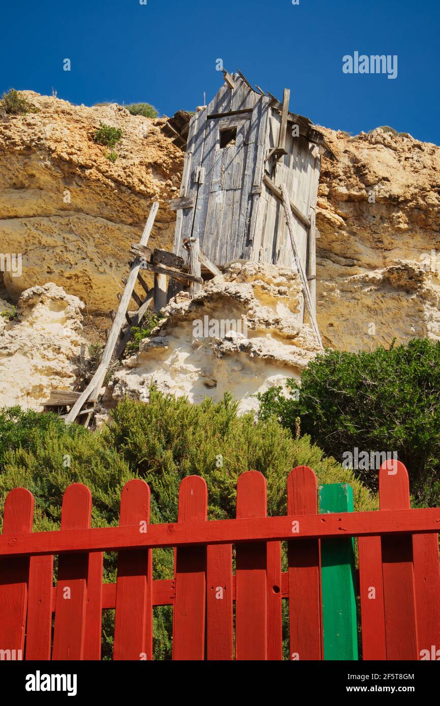 Outhouse on a hill at the miniature golf course at Popeye Village in ...