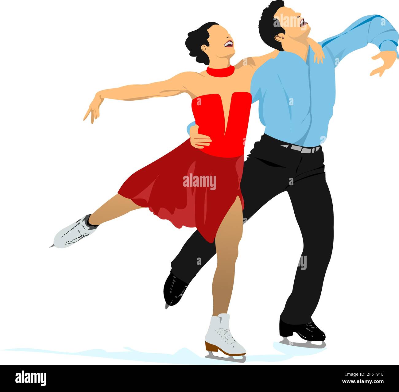 Figure skating colored silhouettes Vector 3d illustration Stock Vector ...