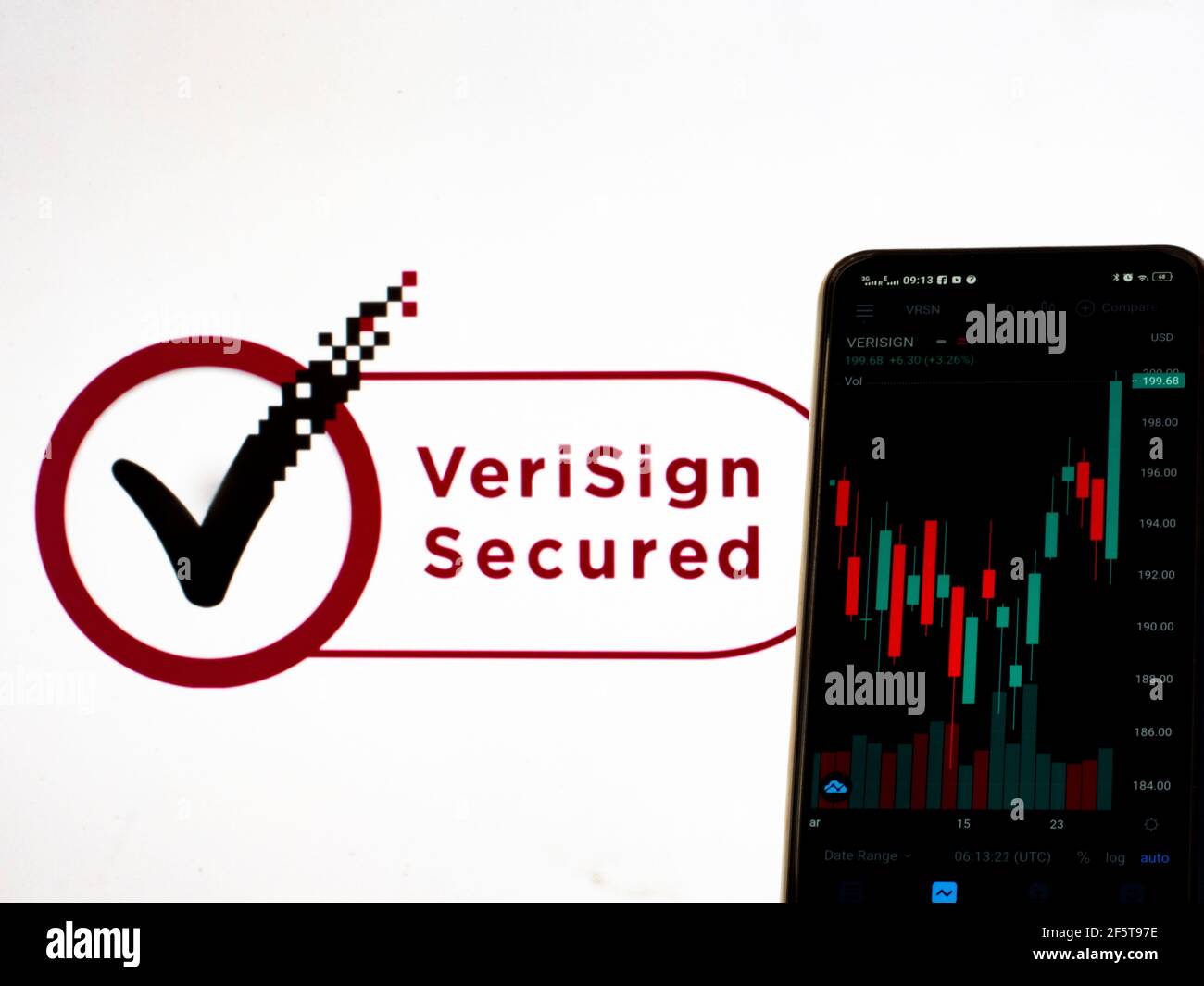 In this photo illustration the stock market information of VeriSign ...