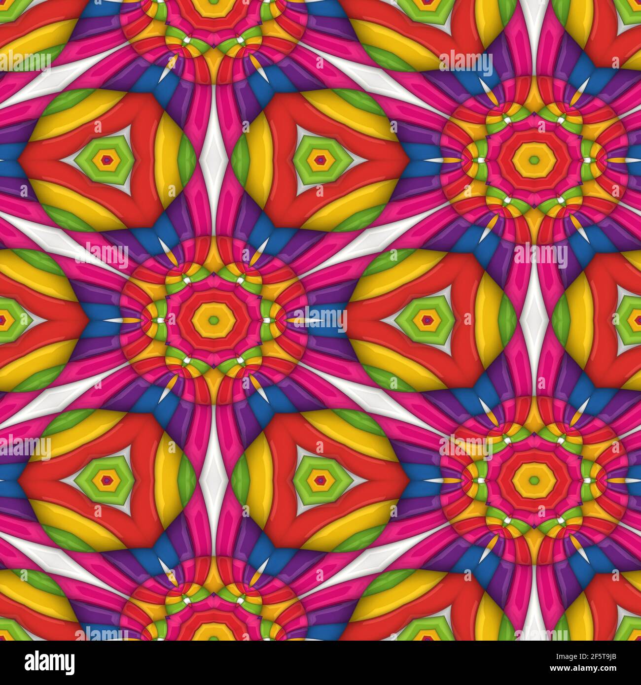 3D render of plastic puffs background tile with embossed kaleidoscope ...