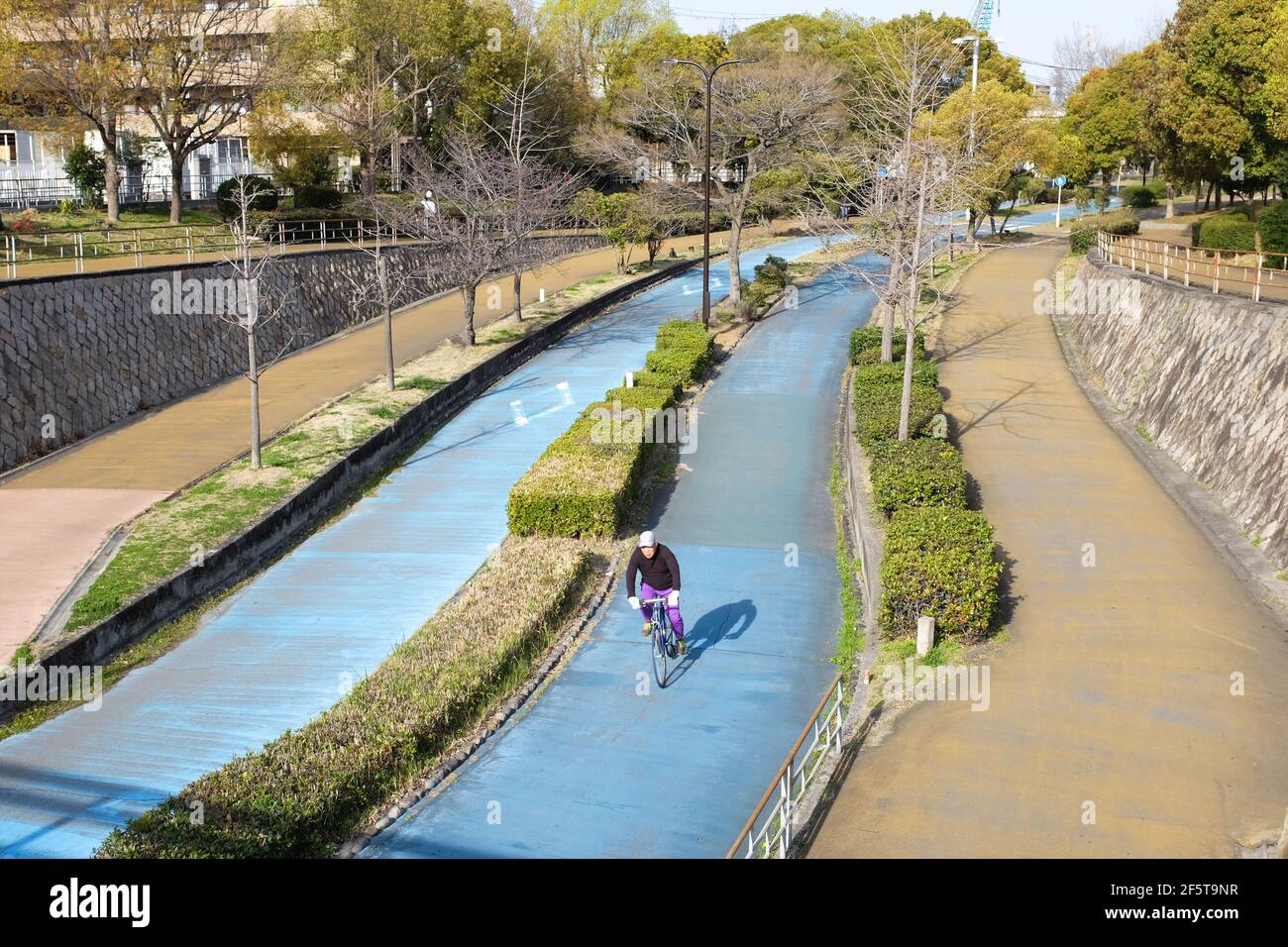 The "Onogawa Ryokuin Cycling & Pedestrian Route" in Osaka, Japan Stock ...