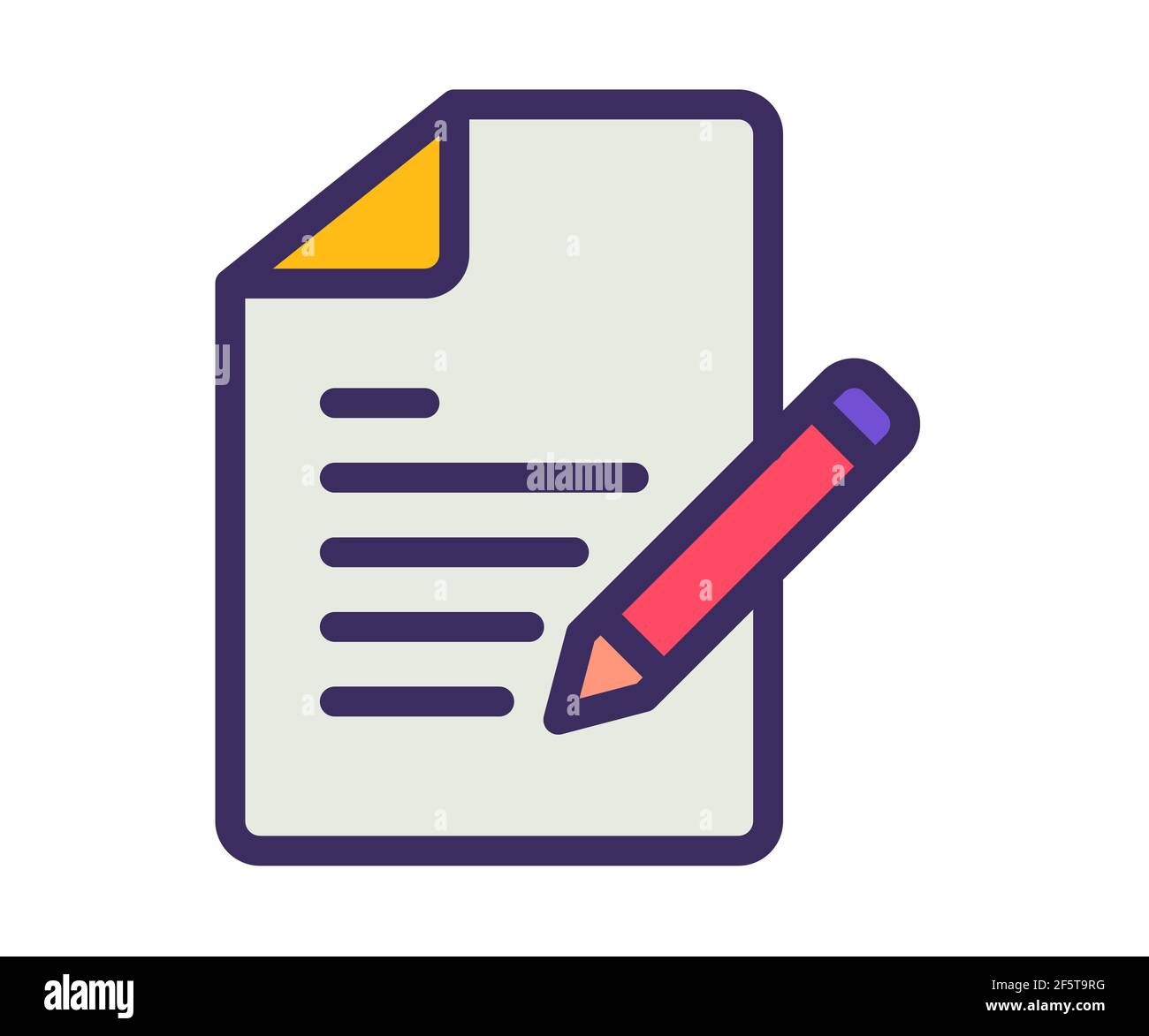 document create write single isolated icon with filled line and outline flat style vector ...