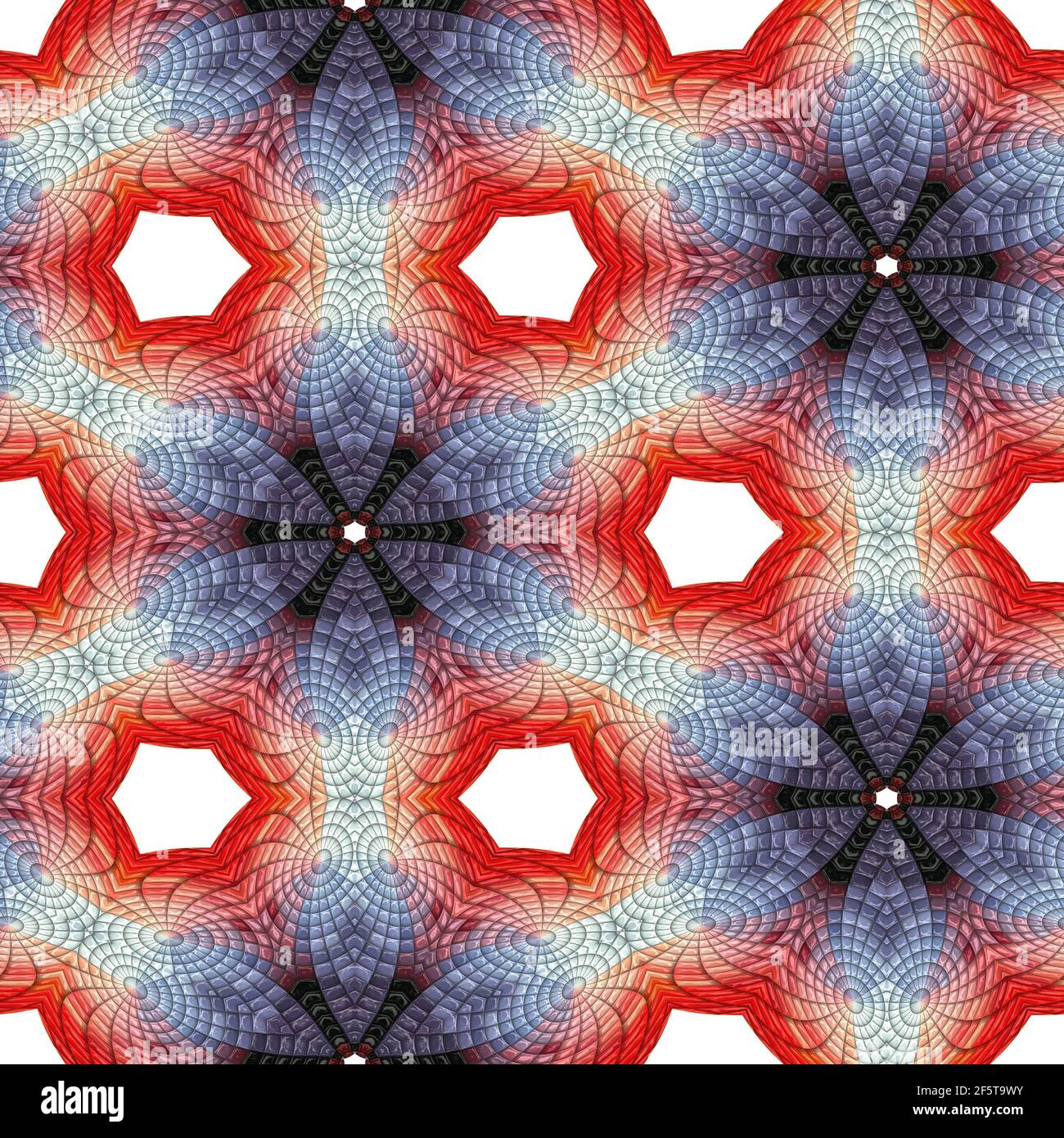 3D render of plastic puffs background tile with embossed kaleidoscope ...