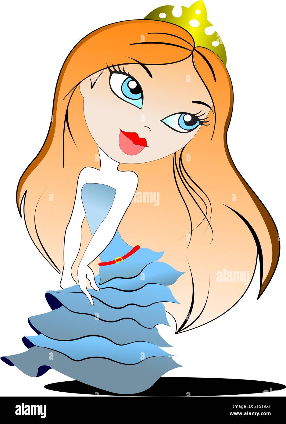 Cartoon princess in blue dress Stock Vector Images - Alamy