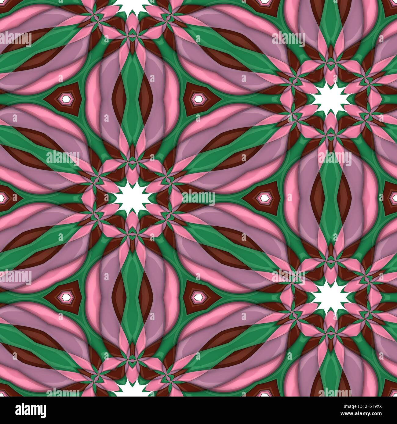 3D render of plastic puffs background tile with embossed kaleidoscope ...