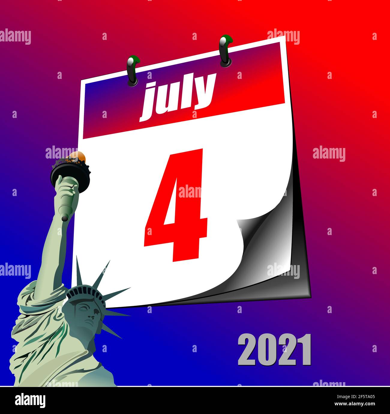 Vector illustration calendar. Independence day. 3d illustration Stock ...