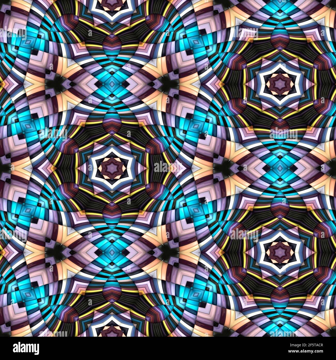 3D render of plastic puffs background tile with embossed kaleidoscope ...