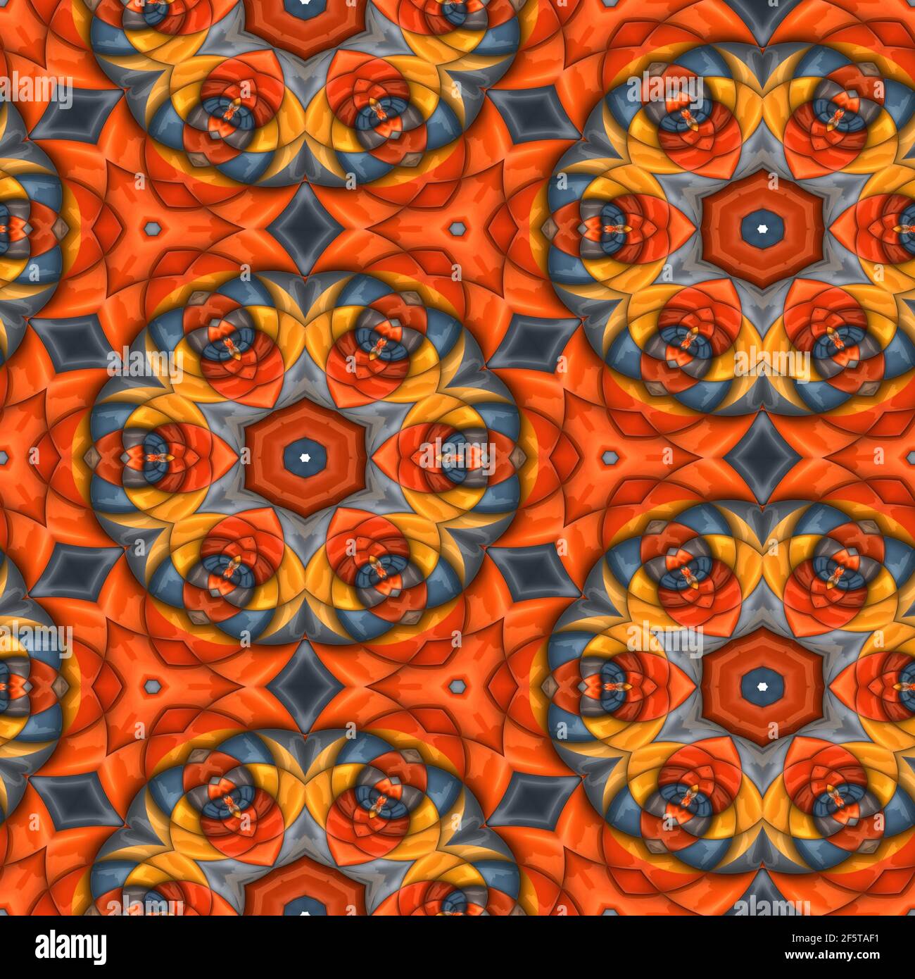 3D render of plastic puffs background tile with embossed kaleidoscope ...