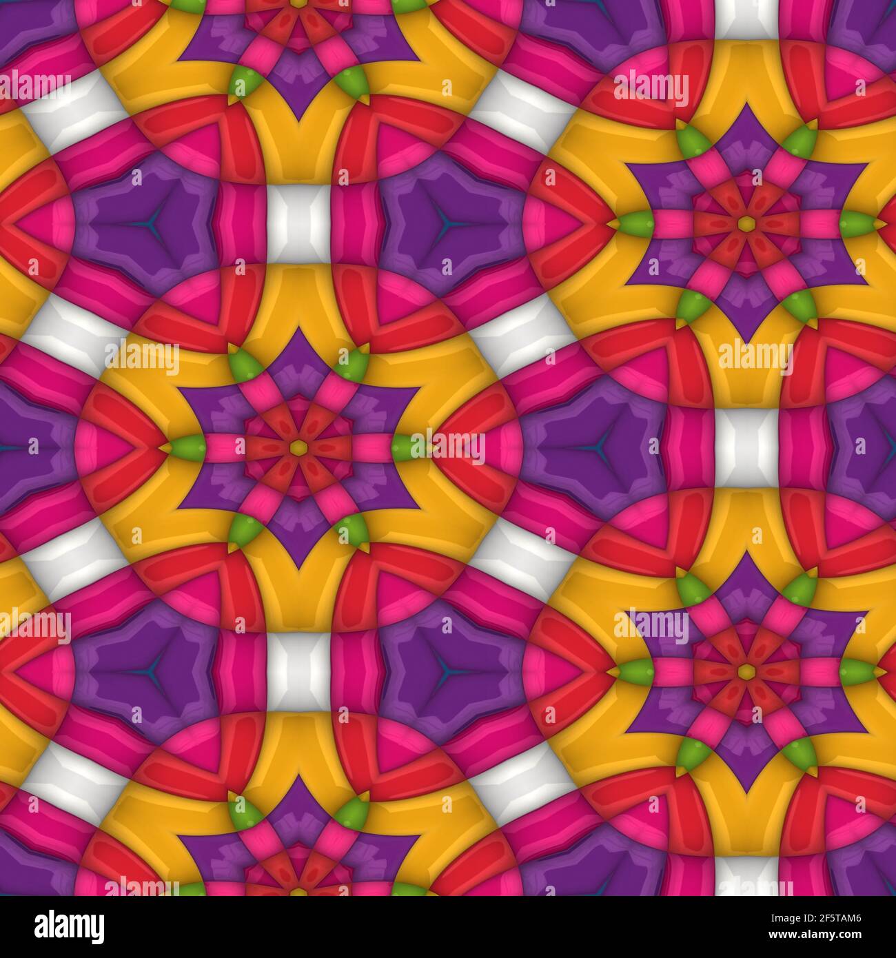 3D render of plastic puffs background tile with embossed kaleidoscope ...