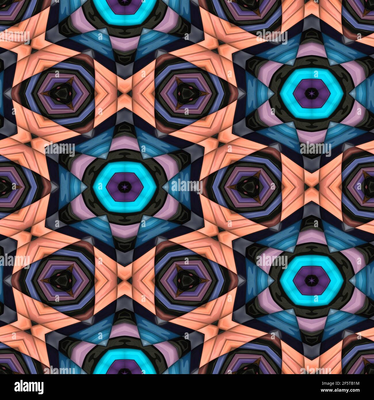 3D render of plastic puffs background tile with embossed kaleidoscope ...