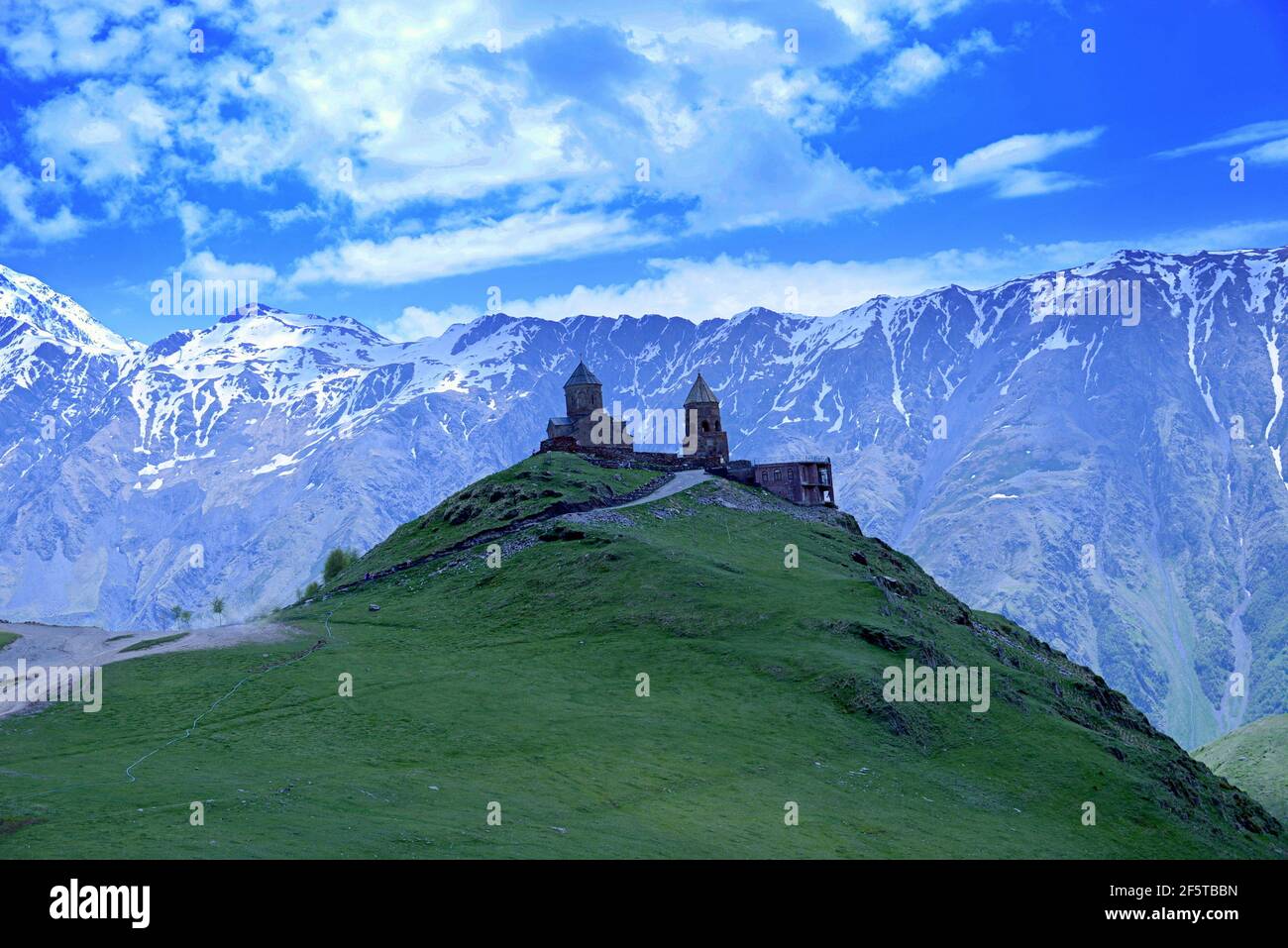 kazbek, the third highest mountain in Georgia and is surrounded by ...
