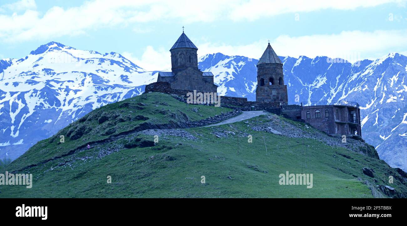 kazbek, the third highest mountain in Georgia and is surrounded by ...