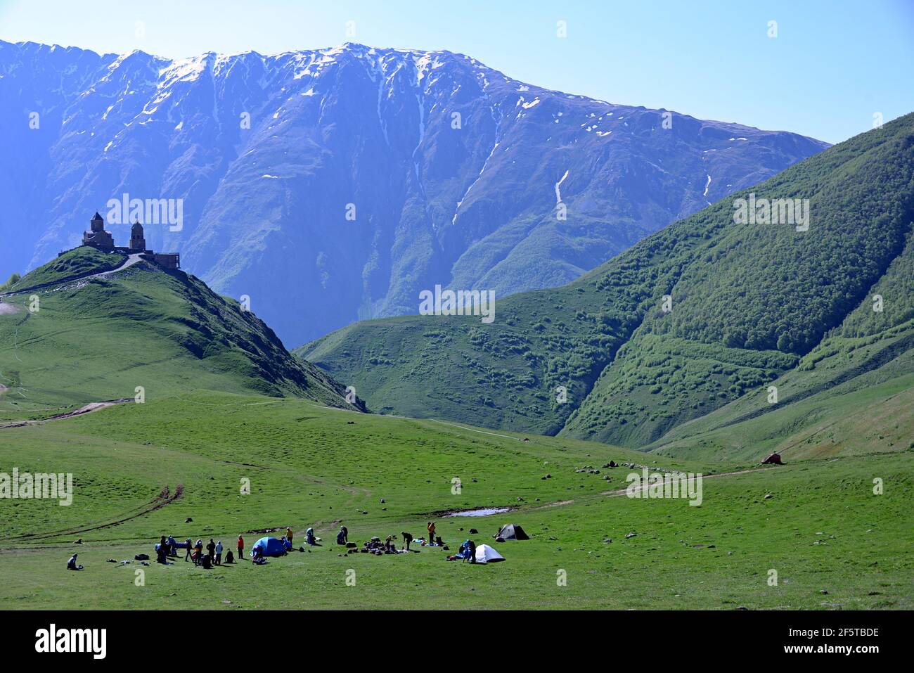 kazbek, the third highest mountain in Georgia and is surrounded by ...