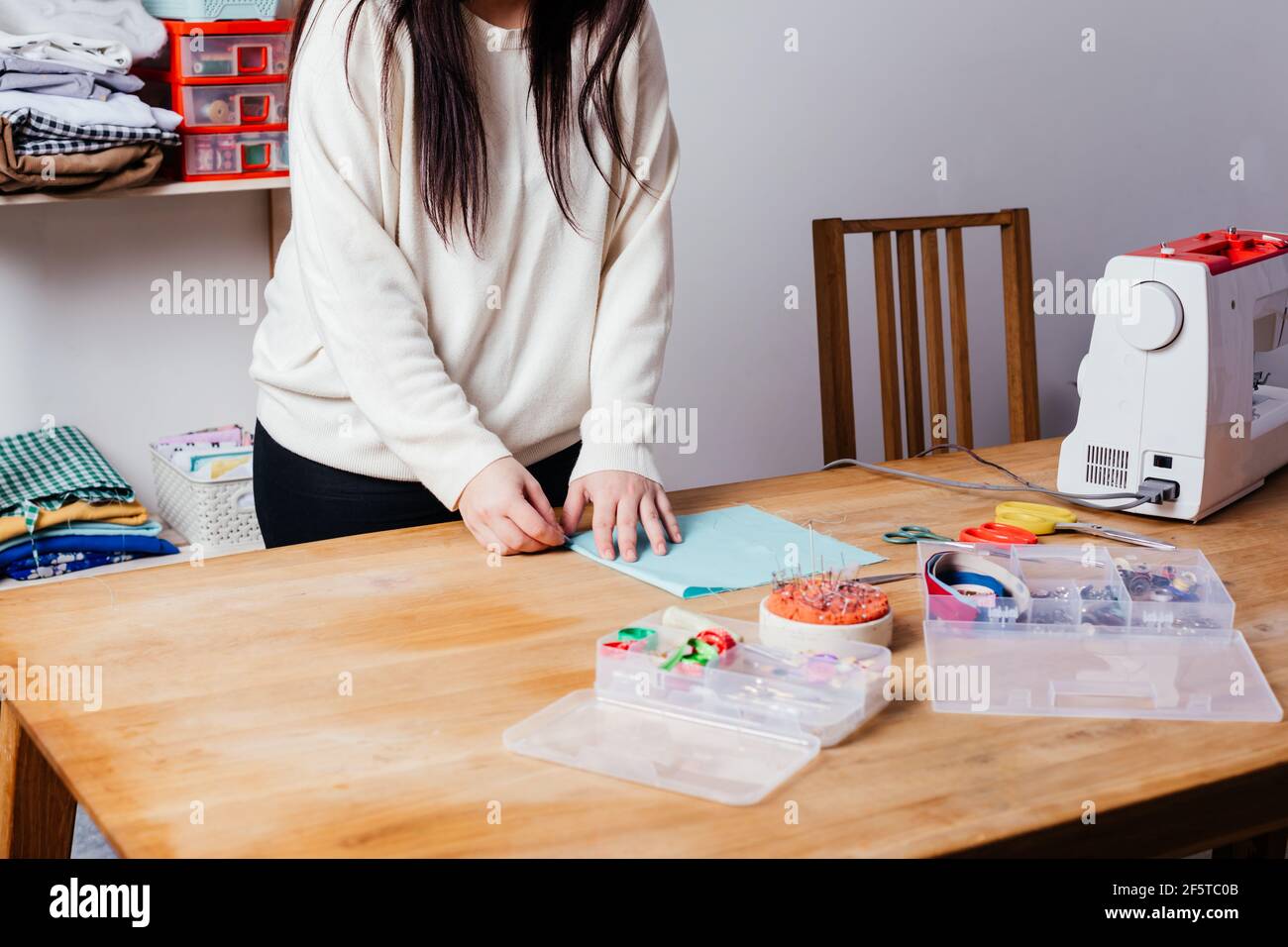 Creating a pattern for sewing handmade medical mask Stock Photo - Alamy