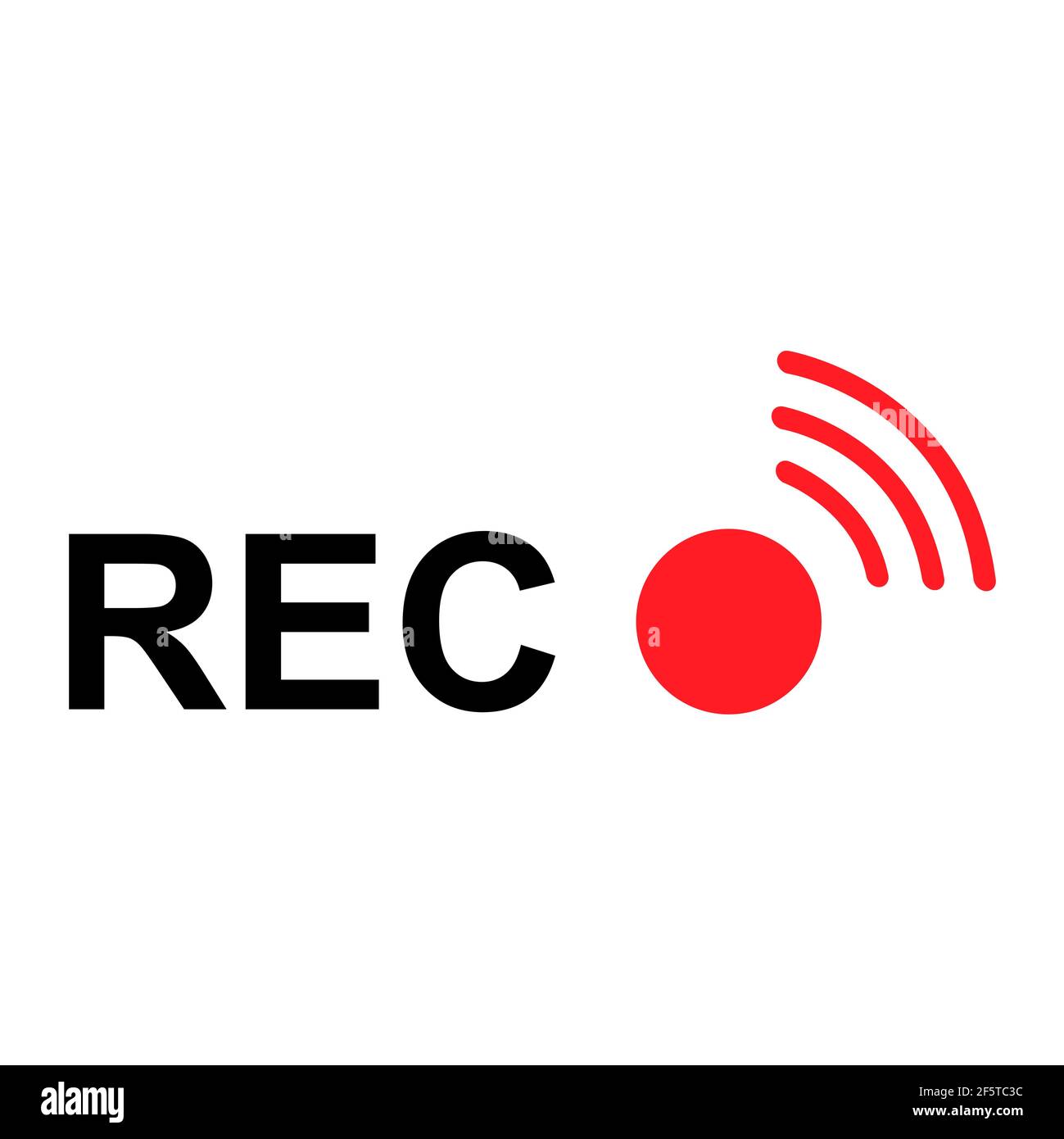 Recording sign button, red app panel, rec, vector symbol isolated on ...
