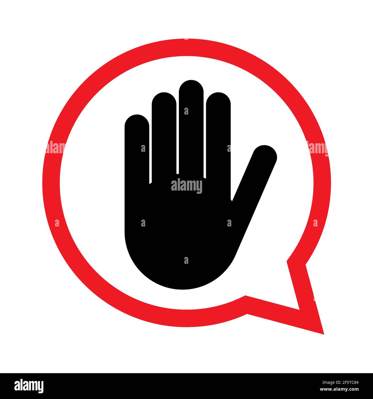 Stop icon with alert hand, warning covid symbol, no - danger isolated ...