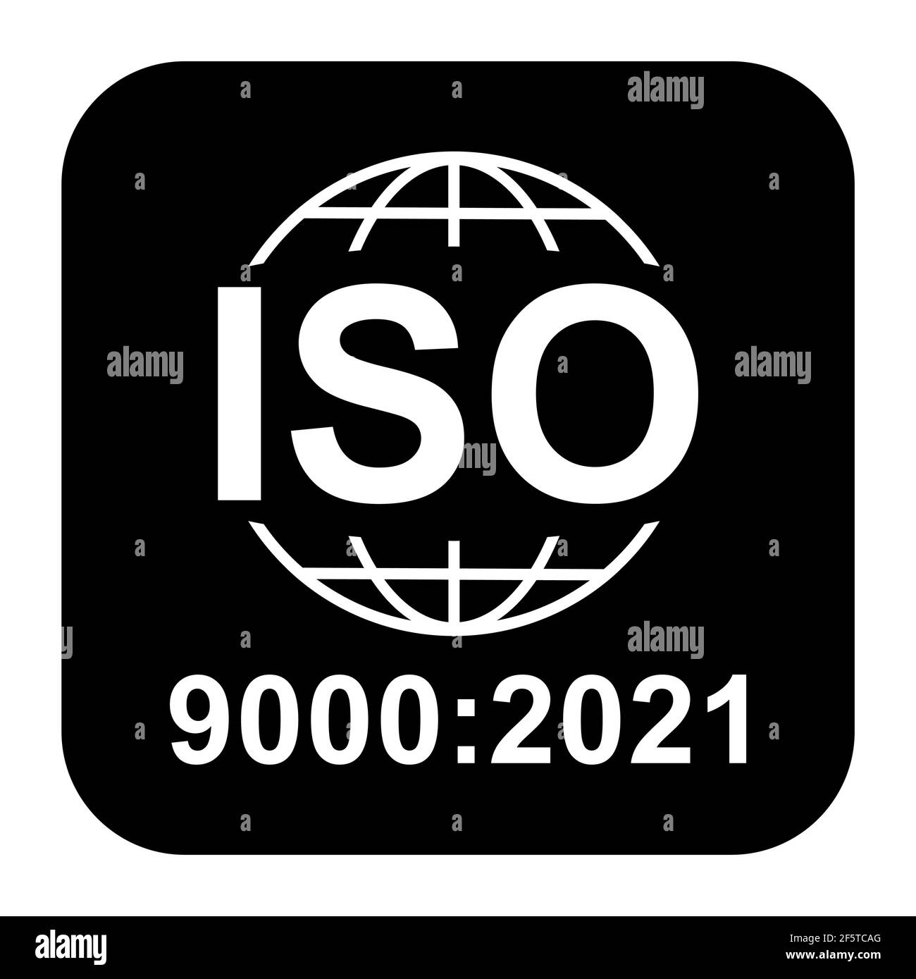 Iso 9000:2021 icon. Standard quality symbol. Vector button sign ...