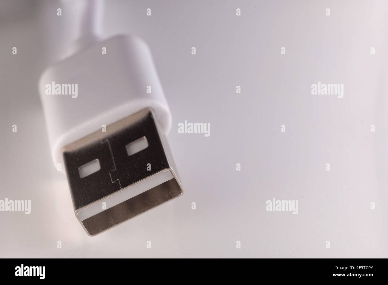 Extreme closeup of a white USB-C type cable on a white background Stock ...