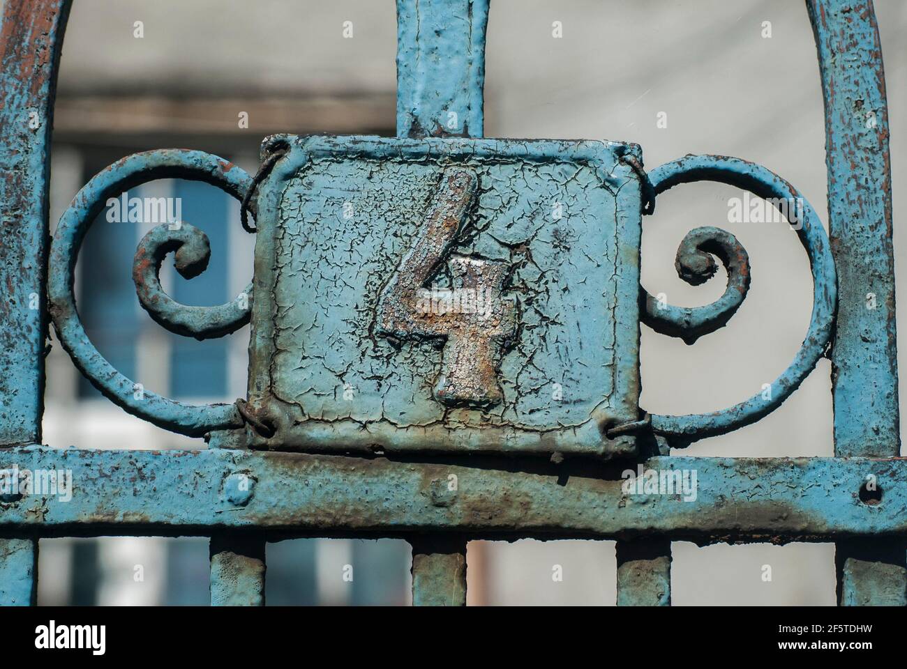 Old retro weathered cast iron plate with number 4 closeup Stock Photo ...