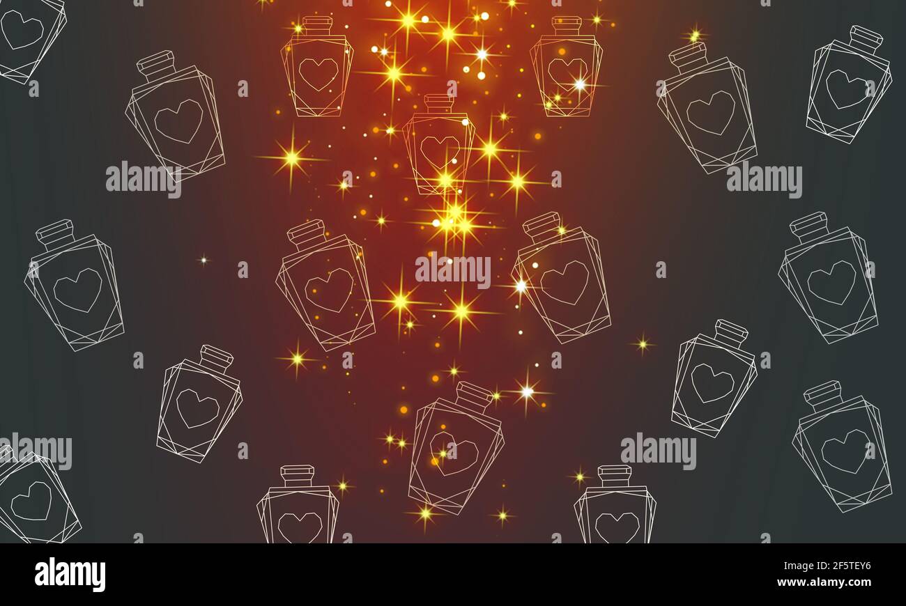 Abstract perfume bottle geometric shape on luxury black wave background ...