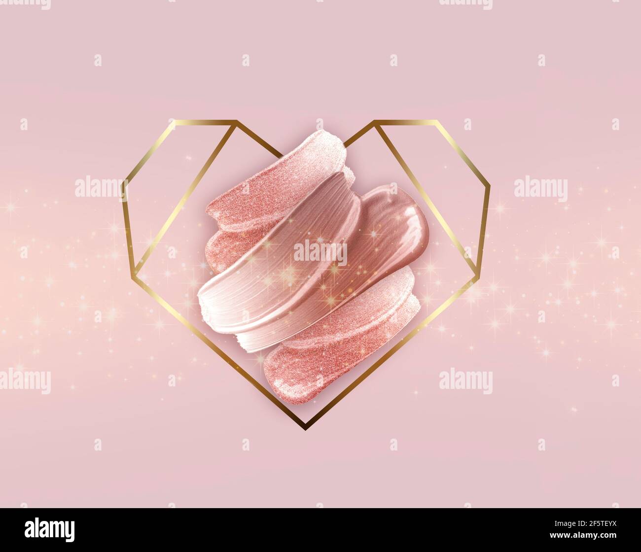 Beige smears of lip gloss isolated on beige background. Makeup smear of ...