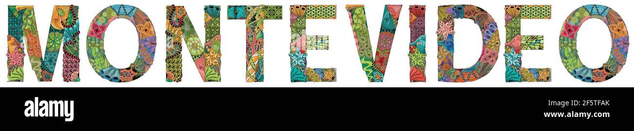 Hand-painted art design. Illustration Montevideo city is the capital of ...