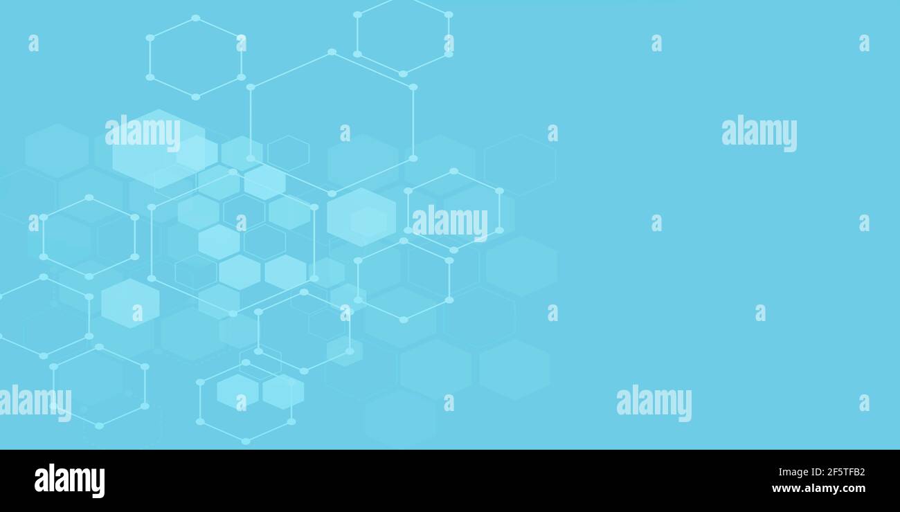 Abstract science medical pastel blue background. Hexagon geometric ...