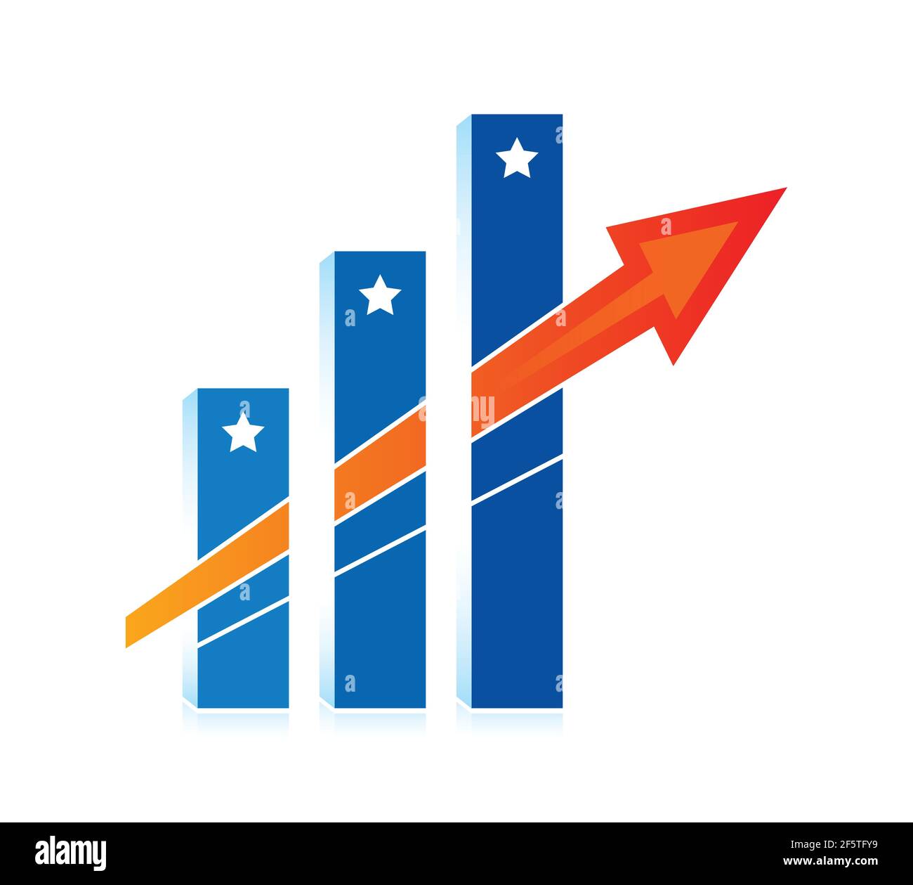 bar graph and orange-red arrow sign. success, economic growth concept ...
