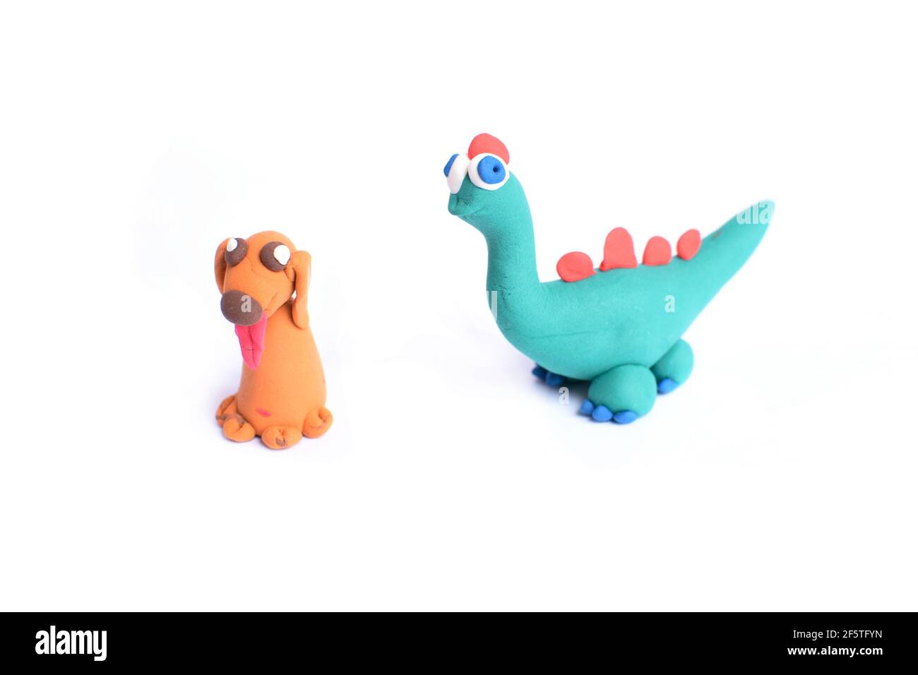 Hand made figurines, funny creatures made of plastic mass, modeling ...
