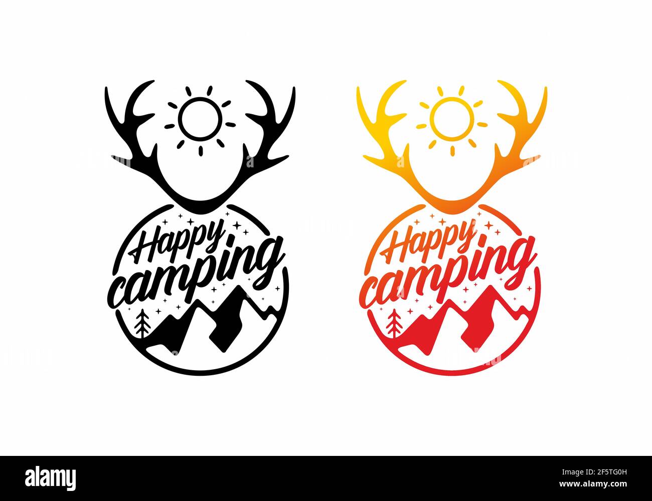 Circle happy camping illustration badge design Stock Vector Image & Art ...