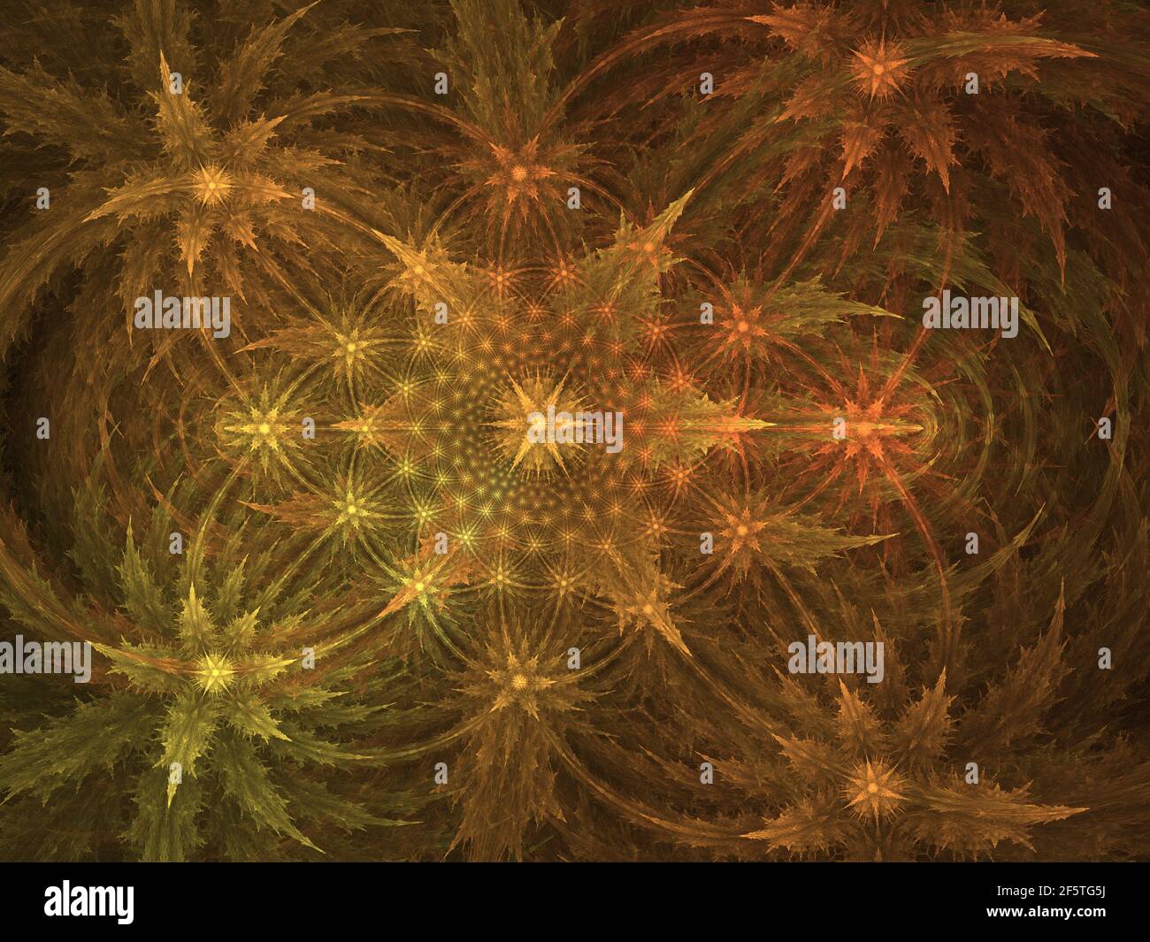 Colorful and dynamic feathered fractal spikes (computer generated ...