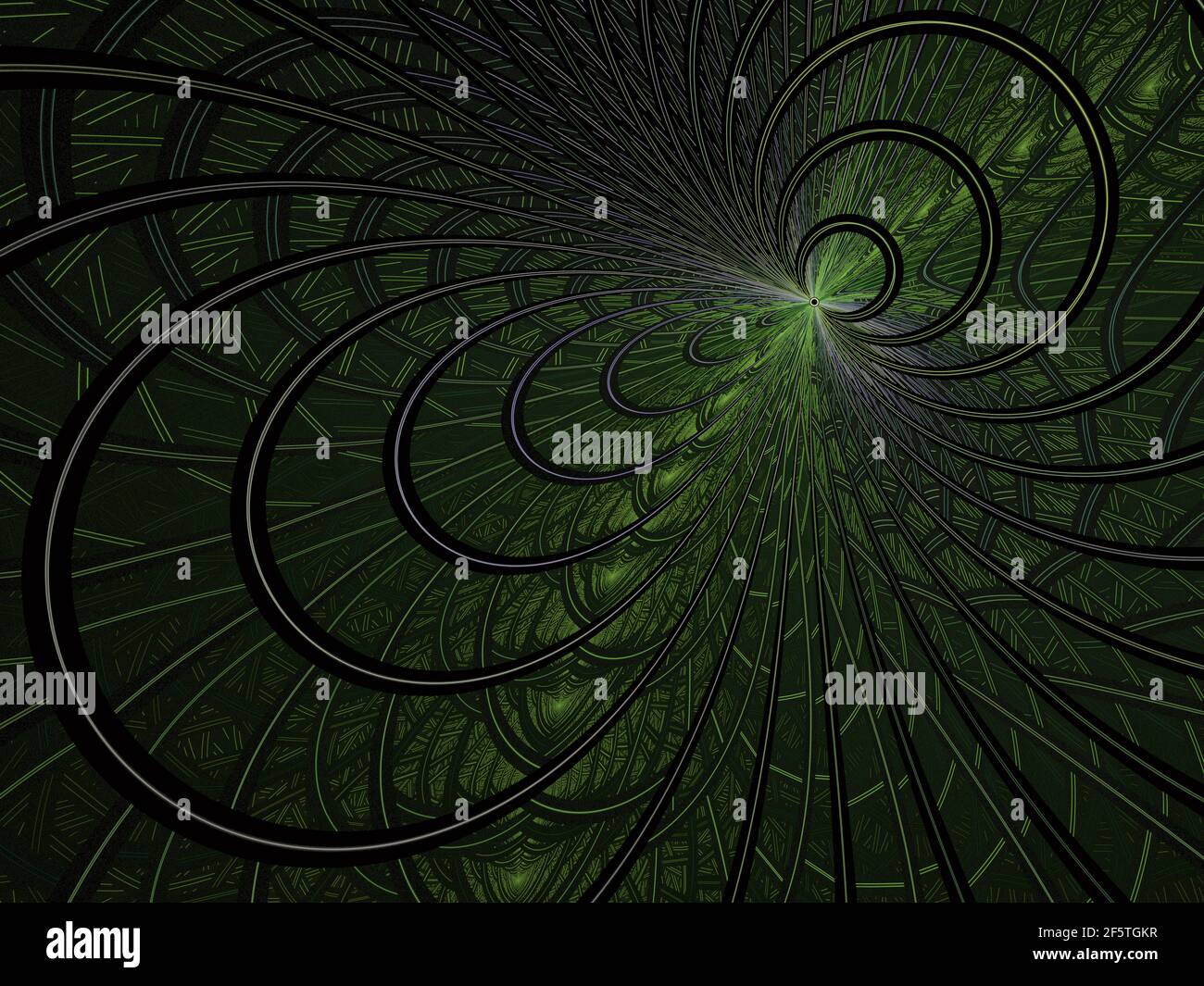 Fractal virtual grid on a black background. Abstract illuminated, thin ...