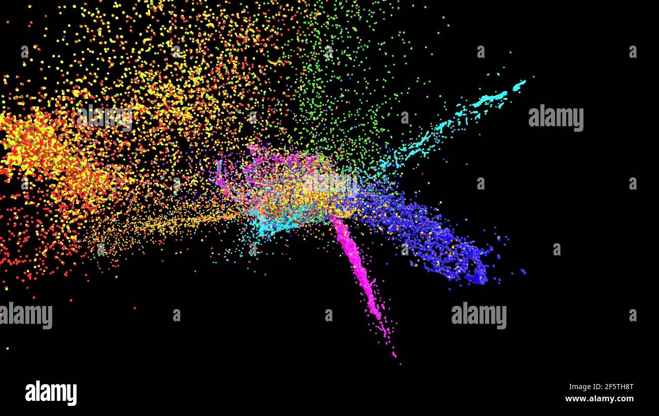 Color splash paint explosion powder dust bang blast isolated on black ...