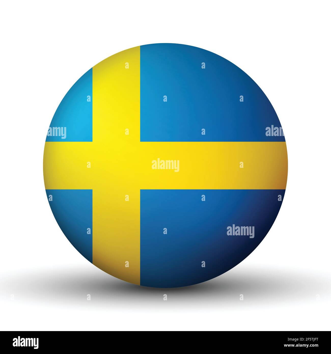 Glass light ball with flag of Sweden. Round sphere, template icon ...