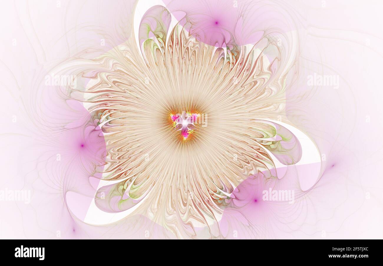 Beautiful Abstract fractal flower resembling spring flowers with rays ...