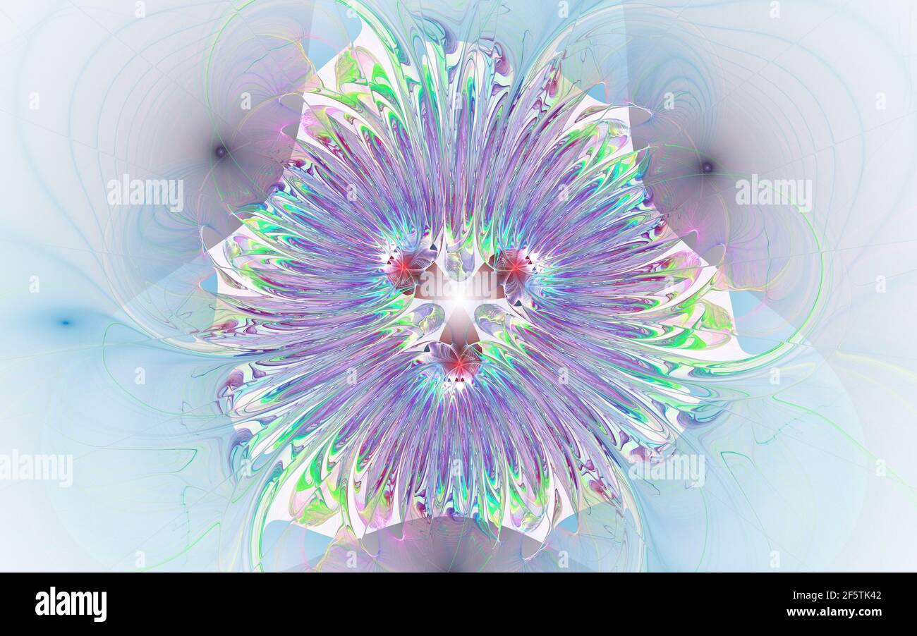 Beautiful Abstract fractal flower resembling spring flowers with rays ...