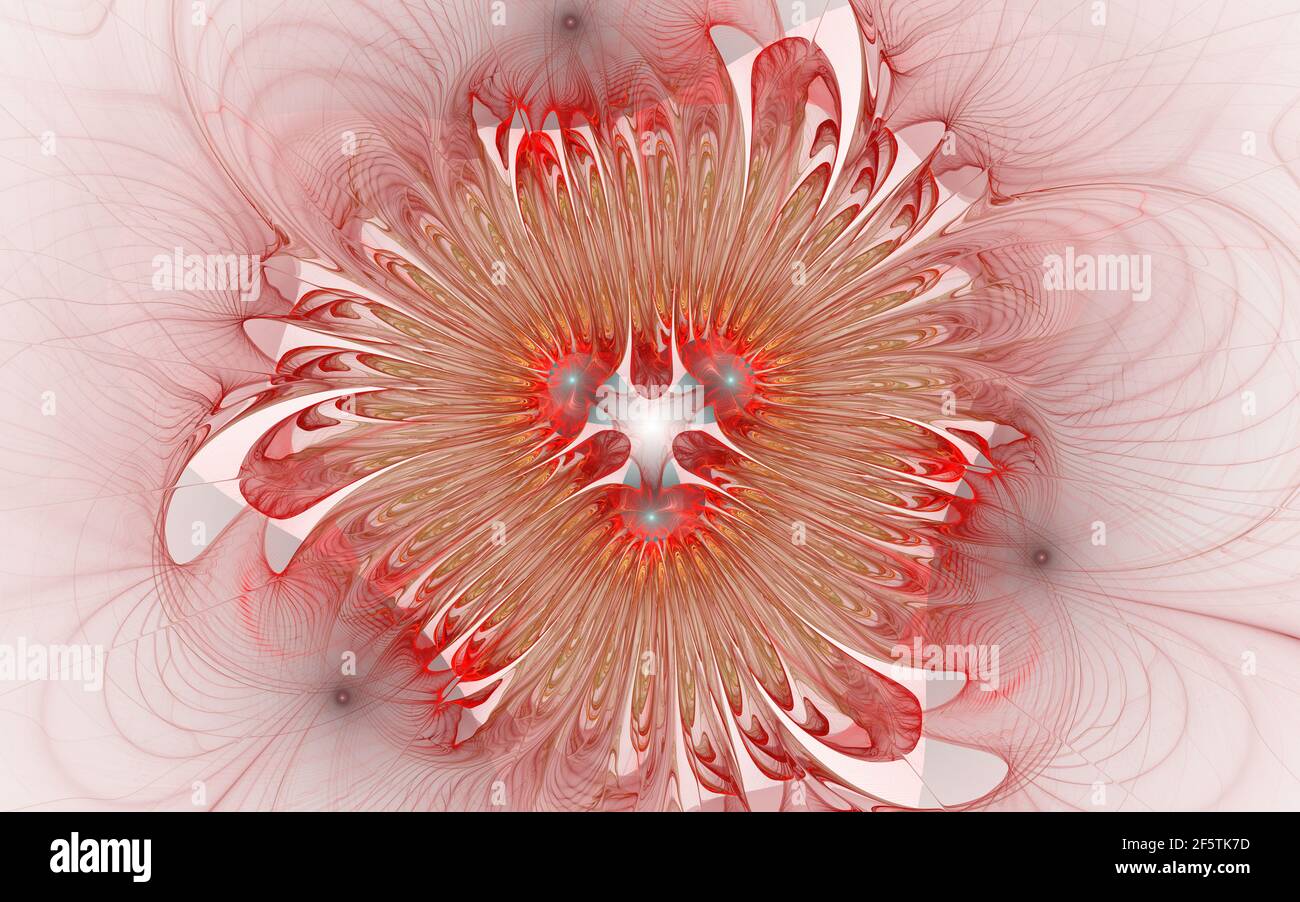 Beautiful Abstract fractal flower resembling spring flowers with rays ...