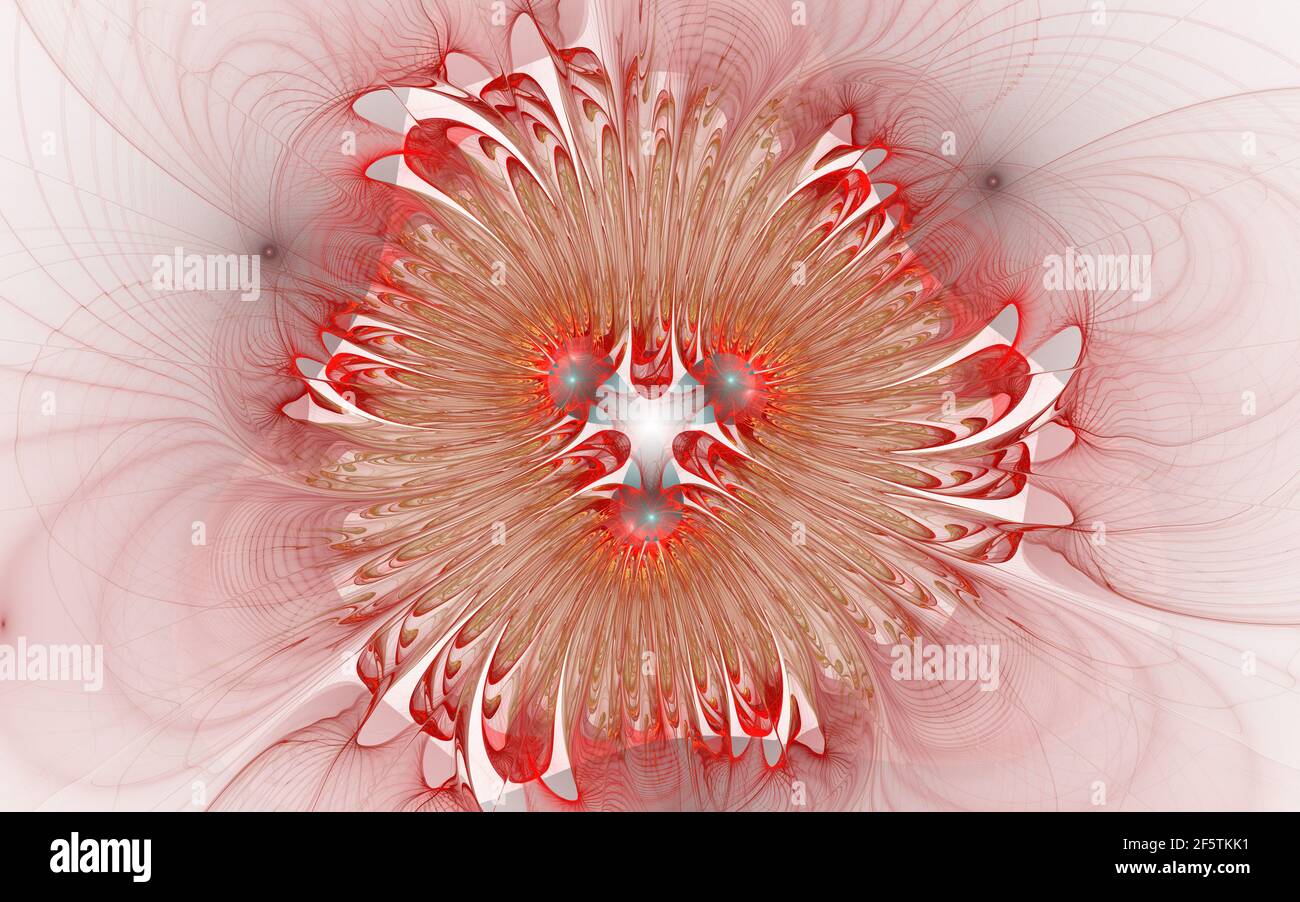 Beautiful Abstract fractal flower resembling spring flowers with rays ...