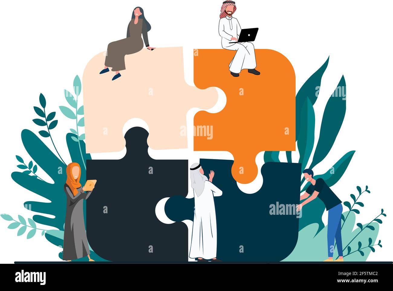 A puzzel showing team work unity, Arab team united, Saudi Arabian team ...